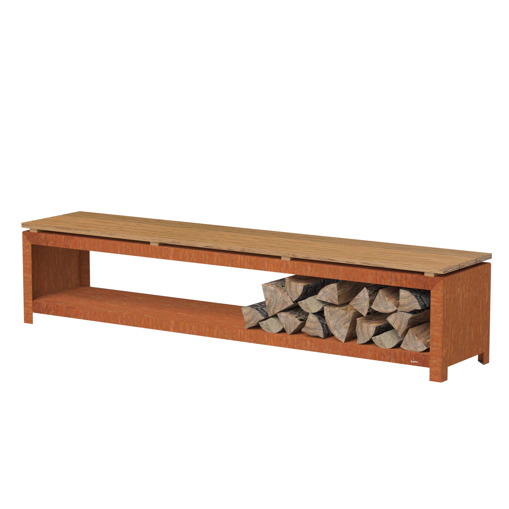 Enna Corten Steel Wood Storage Bench • Buy Metal Online